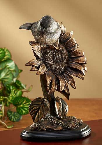Chickadee Bronze Patina Sculpture – Natures Window